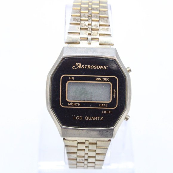 Astrosonic | Accessories | Vintage Astrosonic Digital Watch Mens Silver Tone Stainless Steel ...
